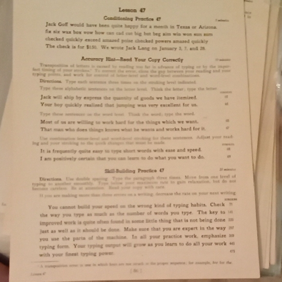 Art | Vintage Typing Practice Pages | Poshmark